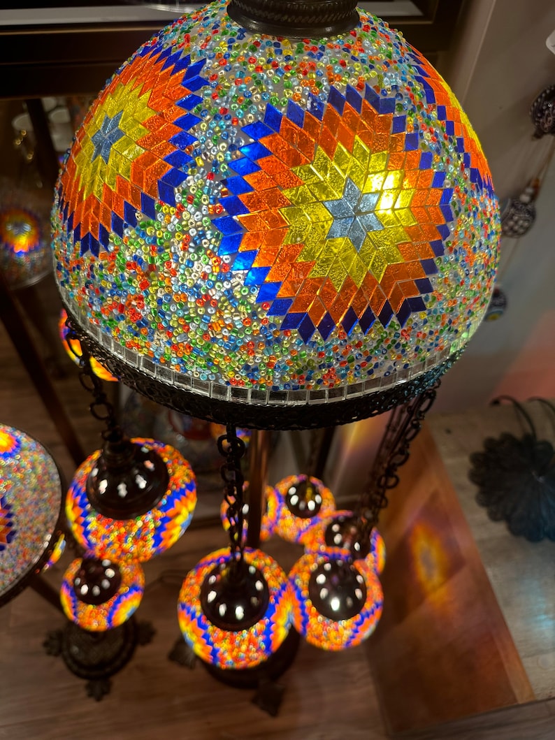 Special Green Turkish Mosaic 7 Glass Tall Lamp - Etsy