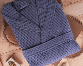 Waffle Pure Turkish Cotton Bathrobe Robe Lightweight Spa | Etsy