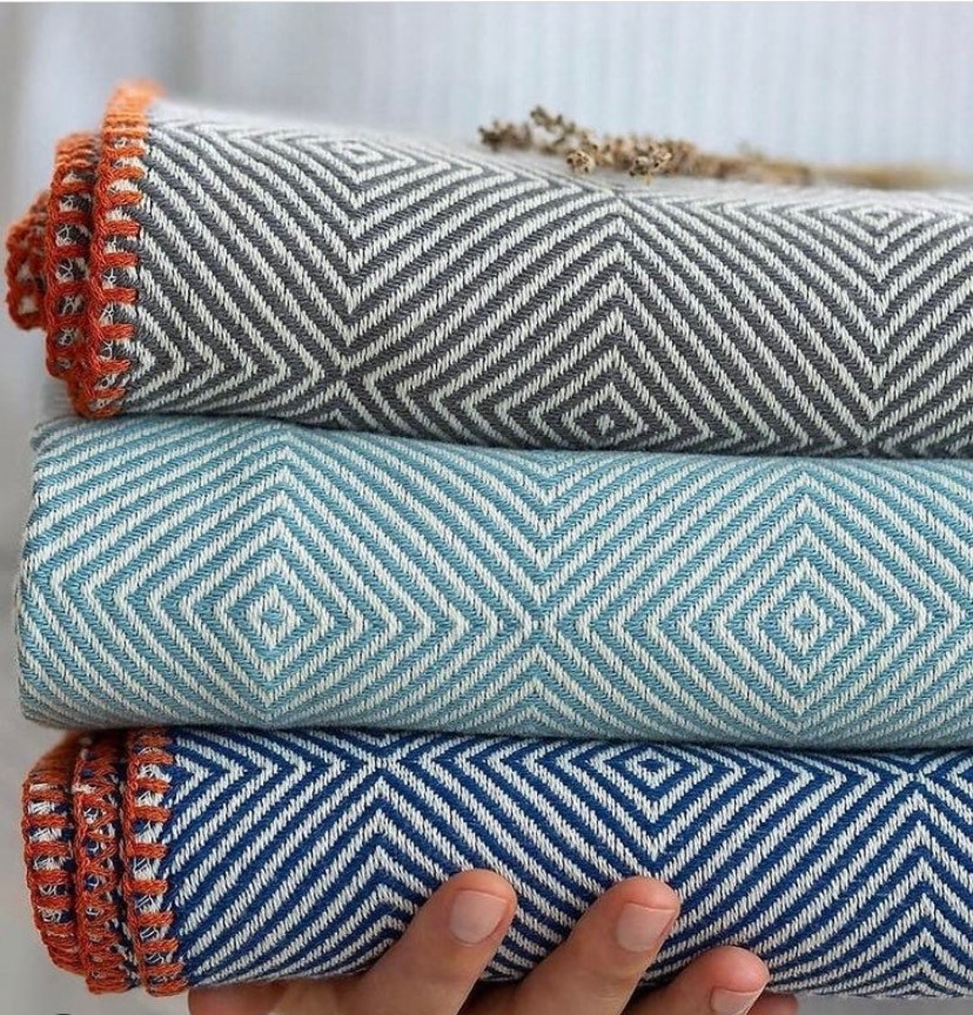 Turkish Cotton Throw Blanket(40"/80”)gray Turkish Cotton Throw, Gift ...