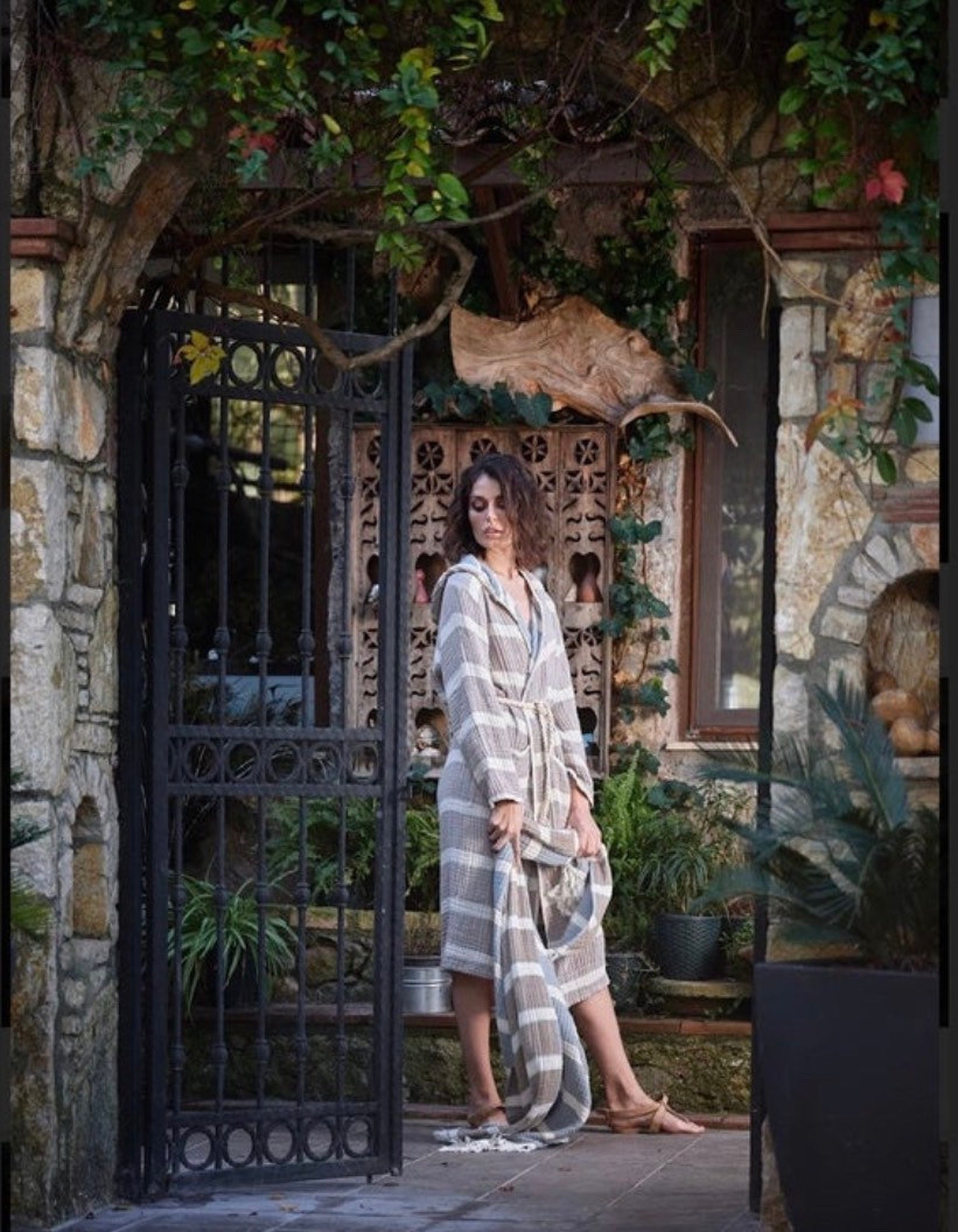 Muslin Turkish Cotton Hooded Robe, Turkish Cotton Kimono Robe, Muslin ...