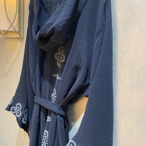 Black Muslin Mens Hooded Robe, Turkish Cotton Hooded Kimono Robe ...