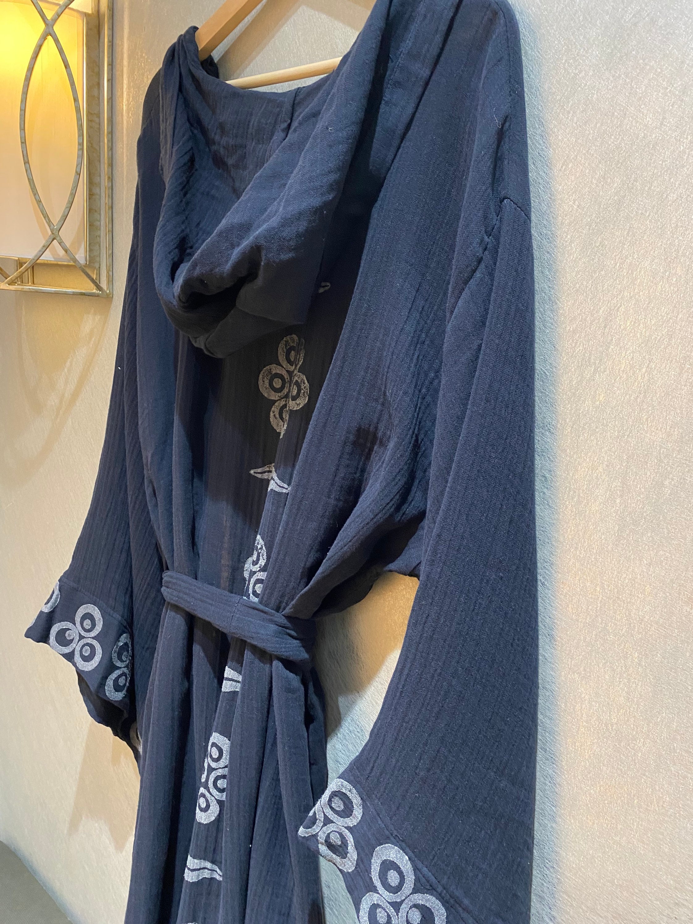 Black Muslin Mens Hooded Robe, Turkish Cotton Hooded Kimono Robe ...