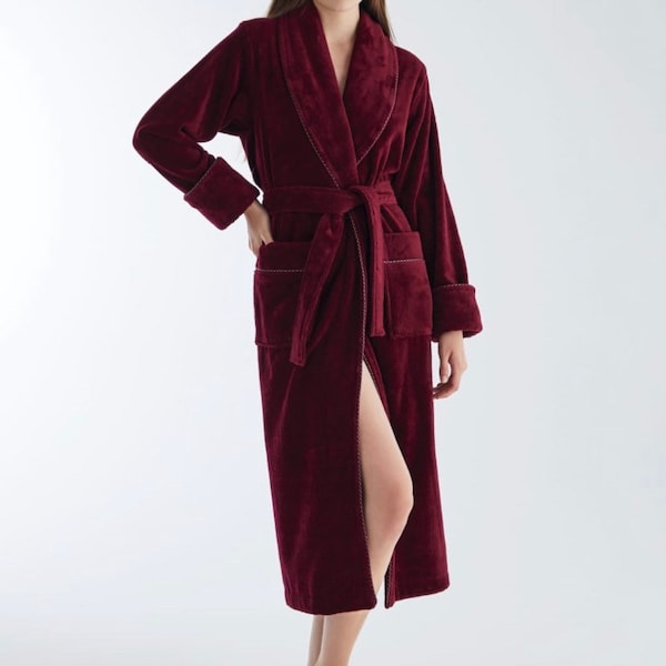 Burgundy Bathrobe - Etsy