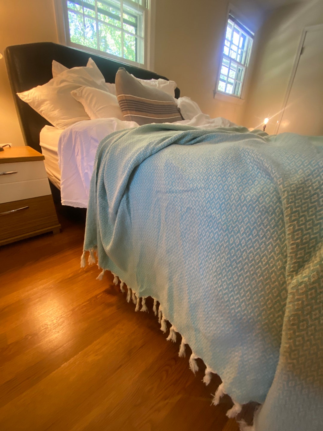 King/queen Blue,turquoise Duvet,turkish Cotton Blanket in Throw Blanket ...