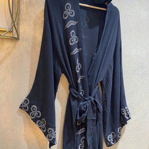 Black Muslin Mens Hooded Robe, Turkish Cotton Hooded Kimono Robe ...
