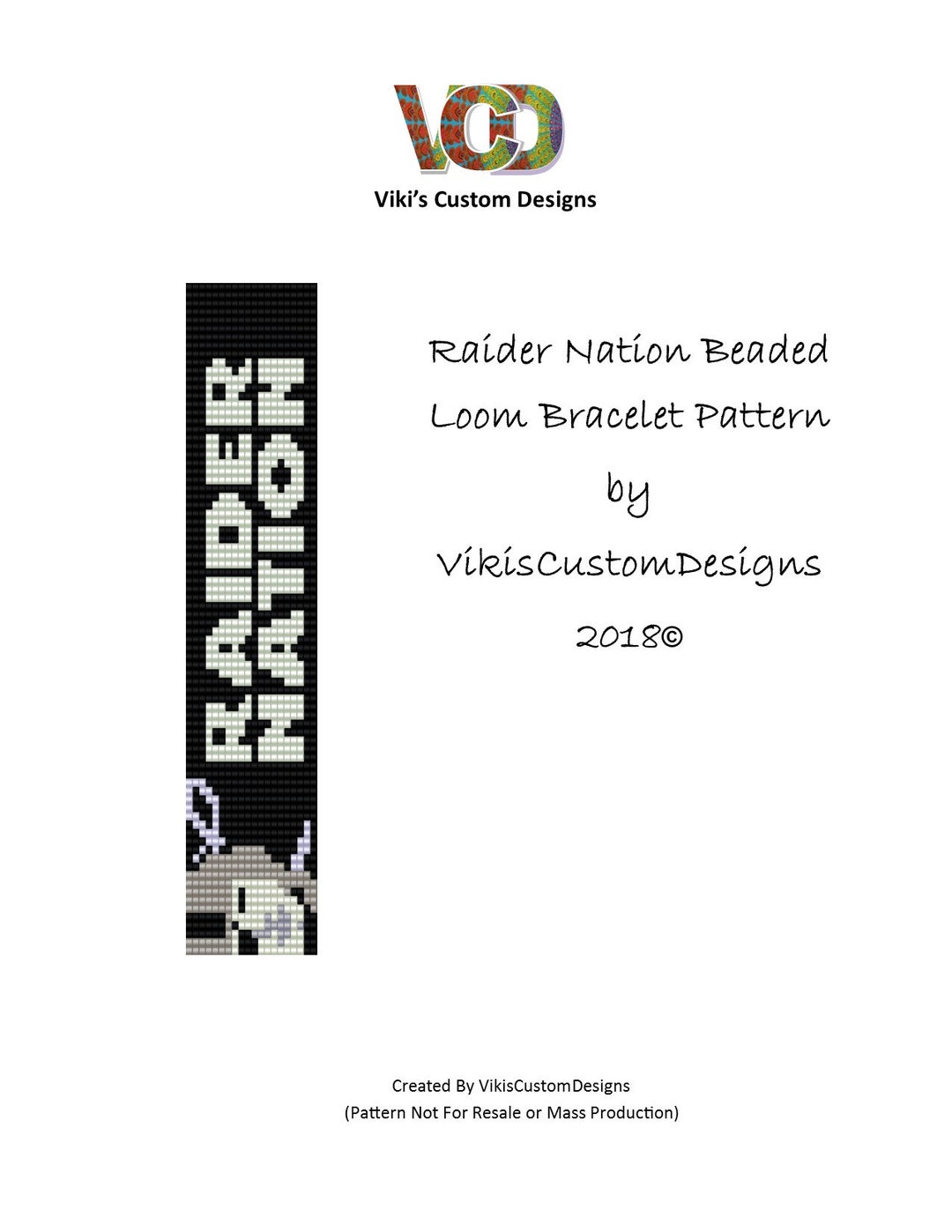 Raider Nation Beaded Loom Bracelet Pattern by Vikiscustomdesigns - Etsy