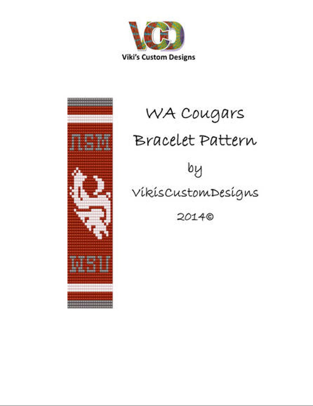 WA Cougars Bead Loom Bracelet Pattern by Vikiscustomdesigns - Etsy