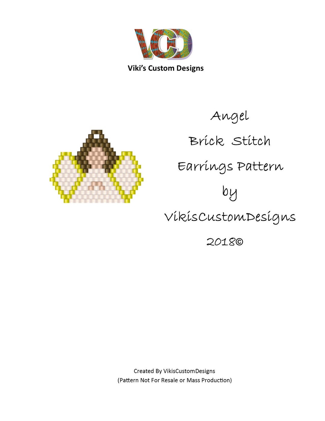 Angel Brick Stitch Earrings Pattern by Vikiscustomdesigns - Etsy