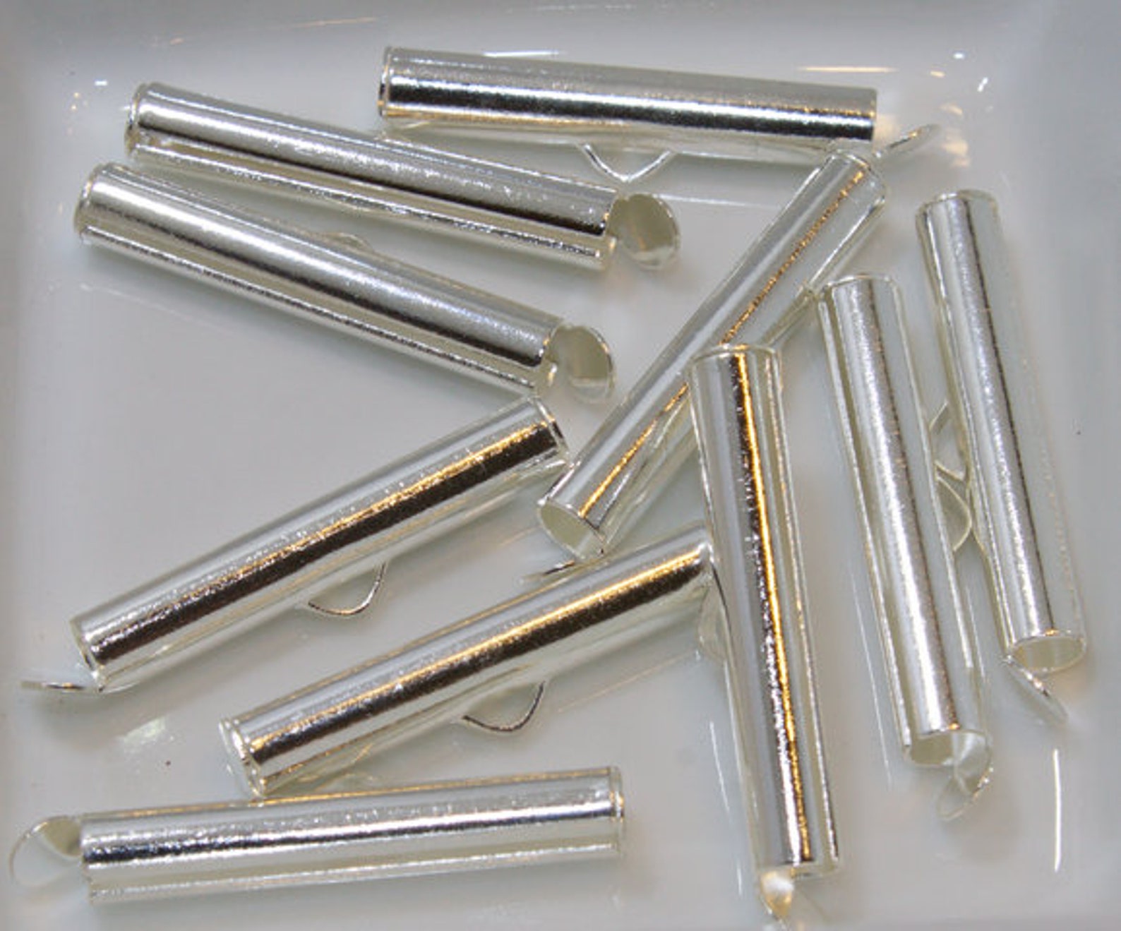 Slider Clasps Ends Clasps Titanium Silver or Bright Silver 24.5MM 10PC ...