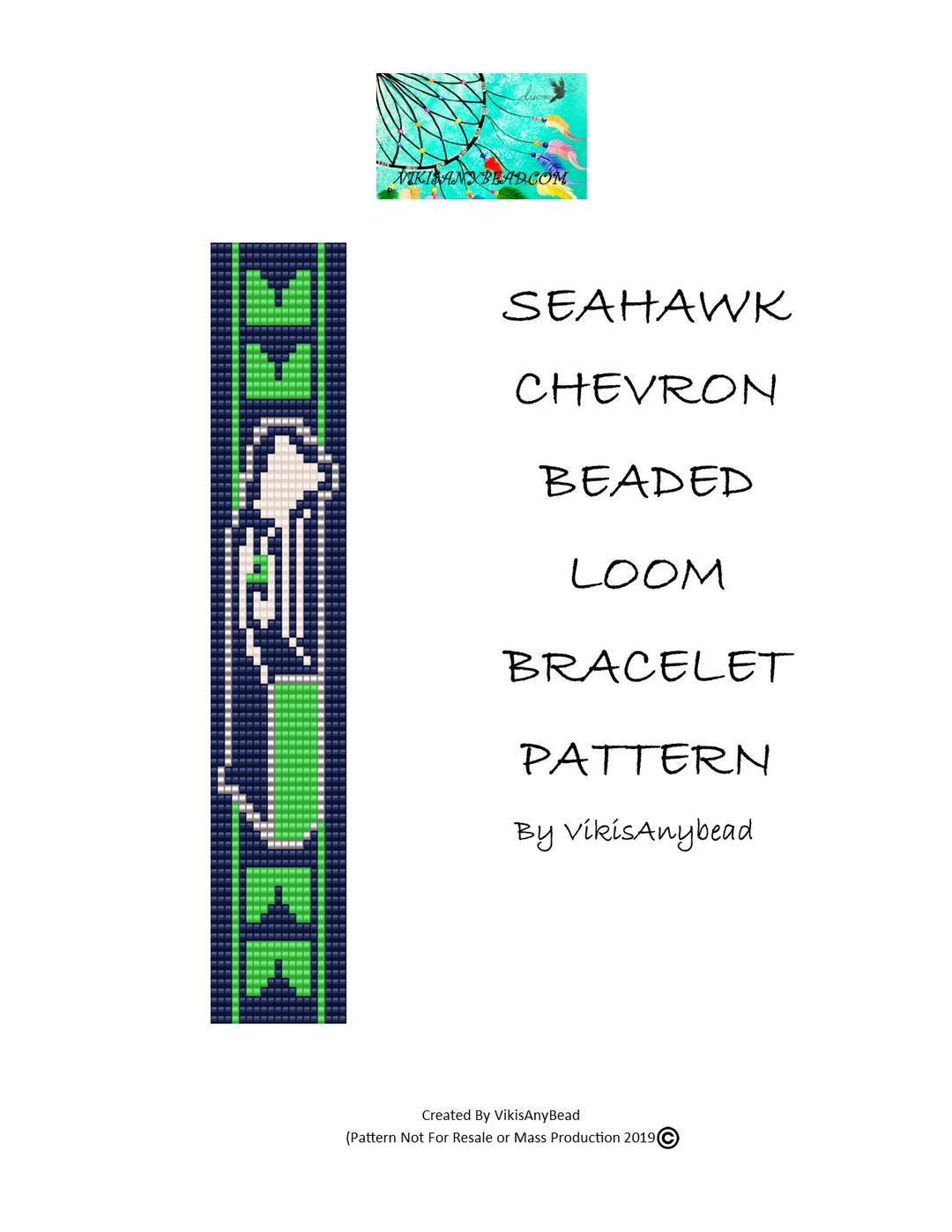 Seahawk Chevron Beaded Loom Bracelet Pattern by Vikisanybead - Etsy