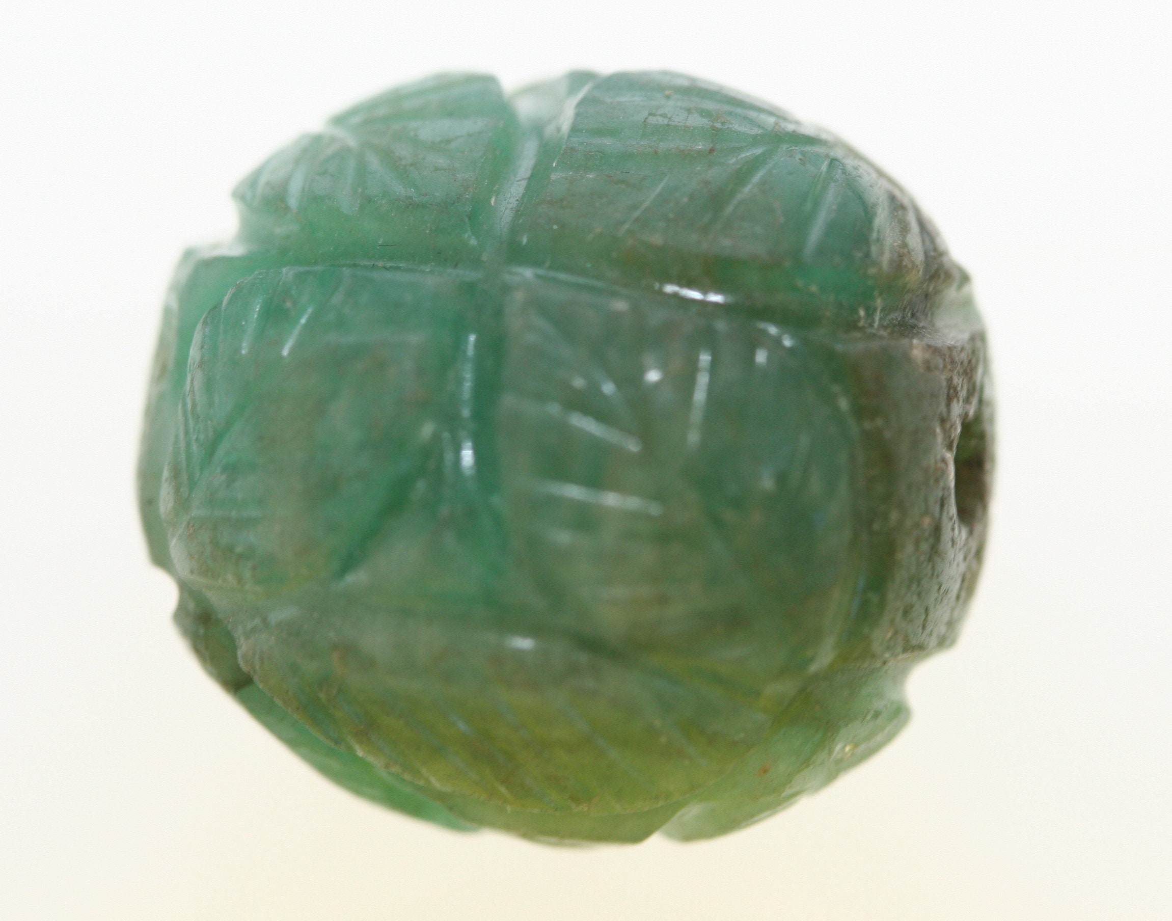 Divine Antique Hand Carved Jadeite Leaf Design Large Bead 18x16MM