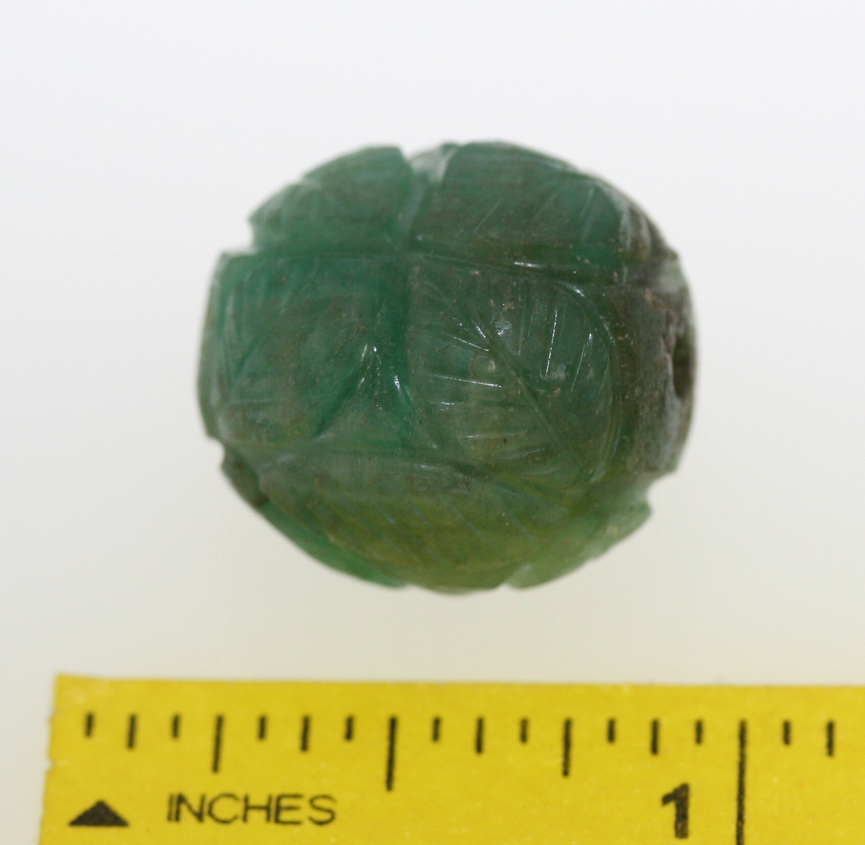 Divine Antique Hand Carved Jadeite Leaf Design Large Bead 18x16MM