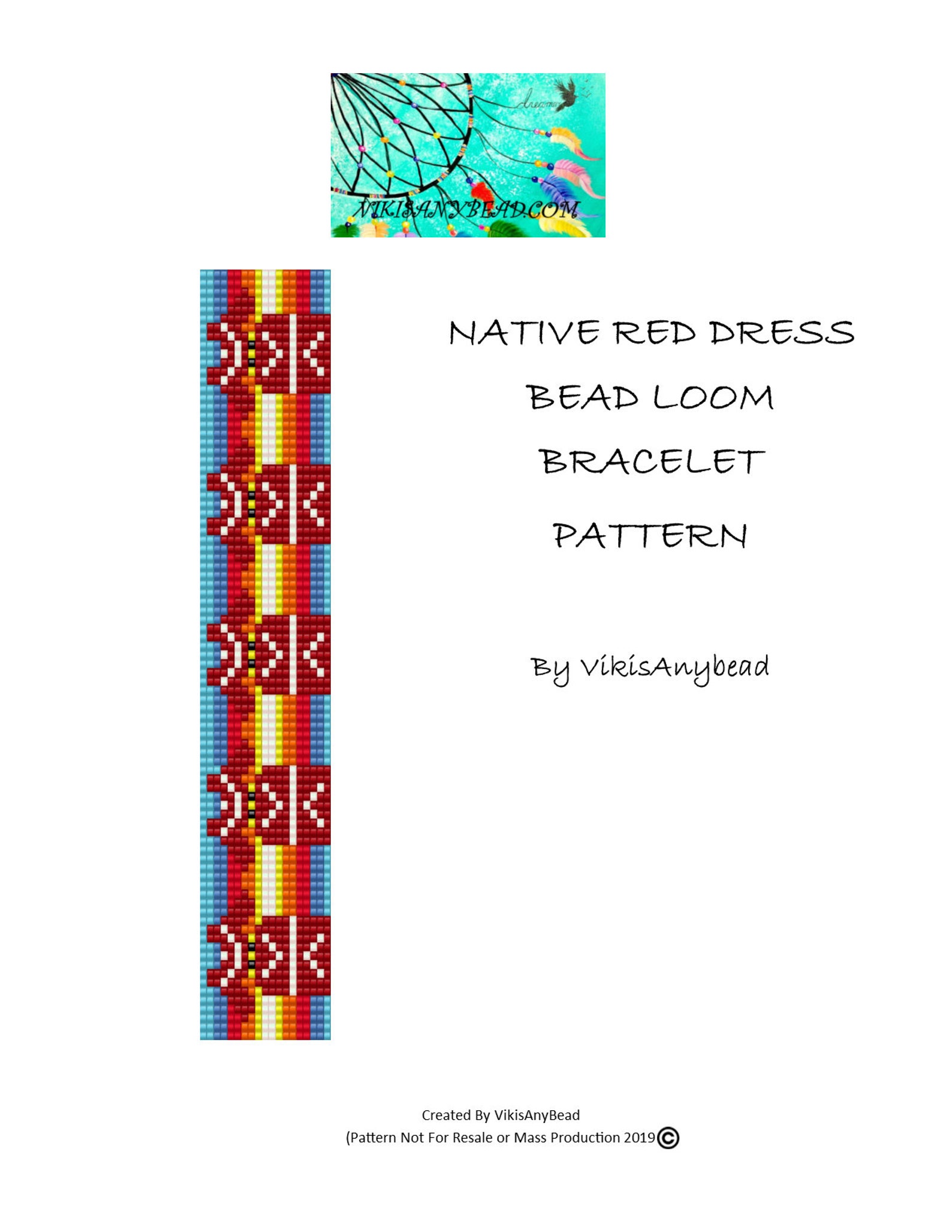 Native Red Dress Bead Loom Bracelet Pattern by Vikisanybead - Etsy
