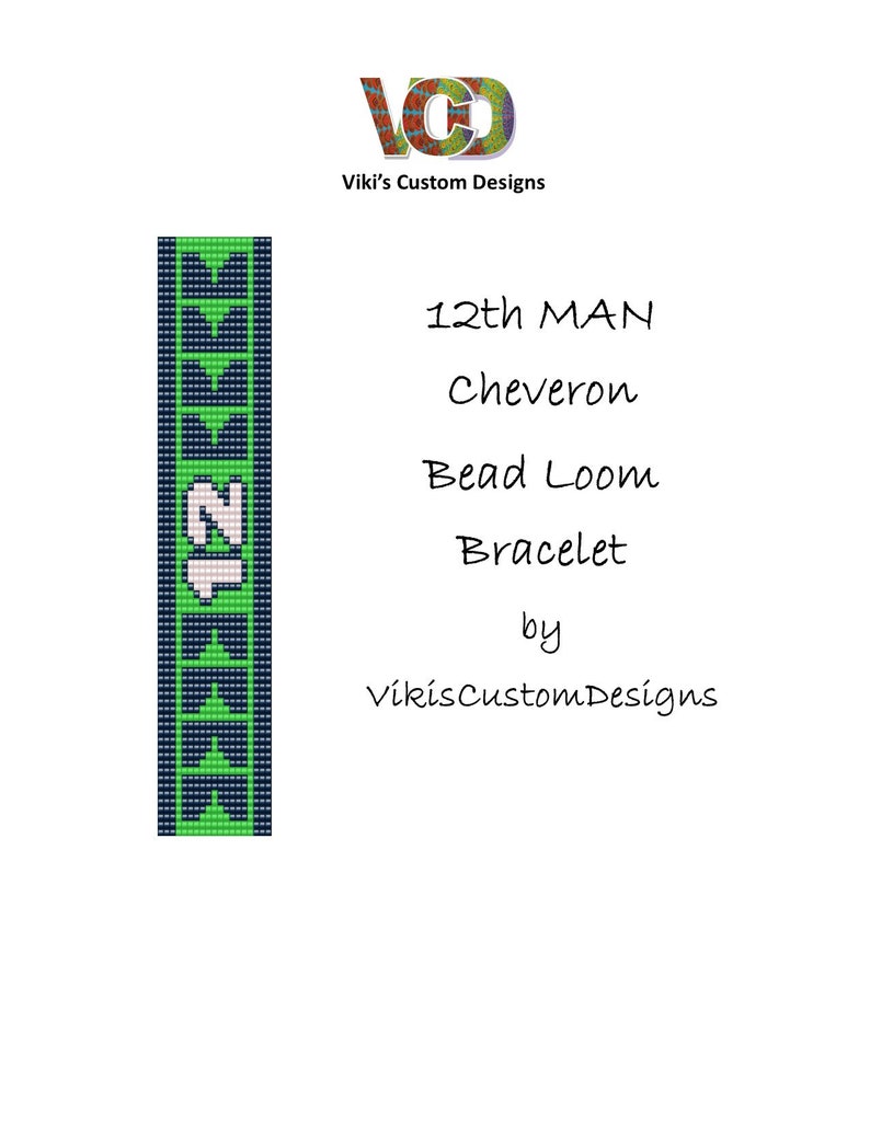 Chevron 12th Man Beaded Loom Bracelet Pattern by Vikiscustomdesigns - Etsy