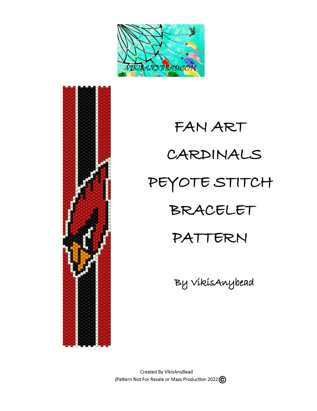FAN ART Cardinals Peyote Stitch Bracelet Pattern by Vikisanybead - Etsy