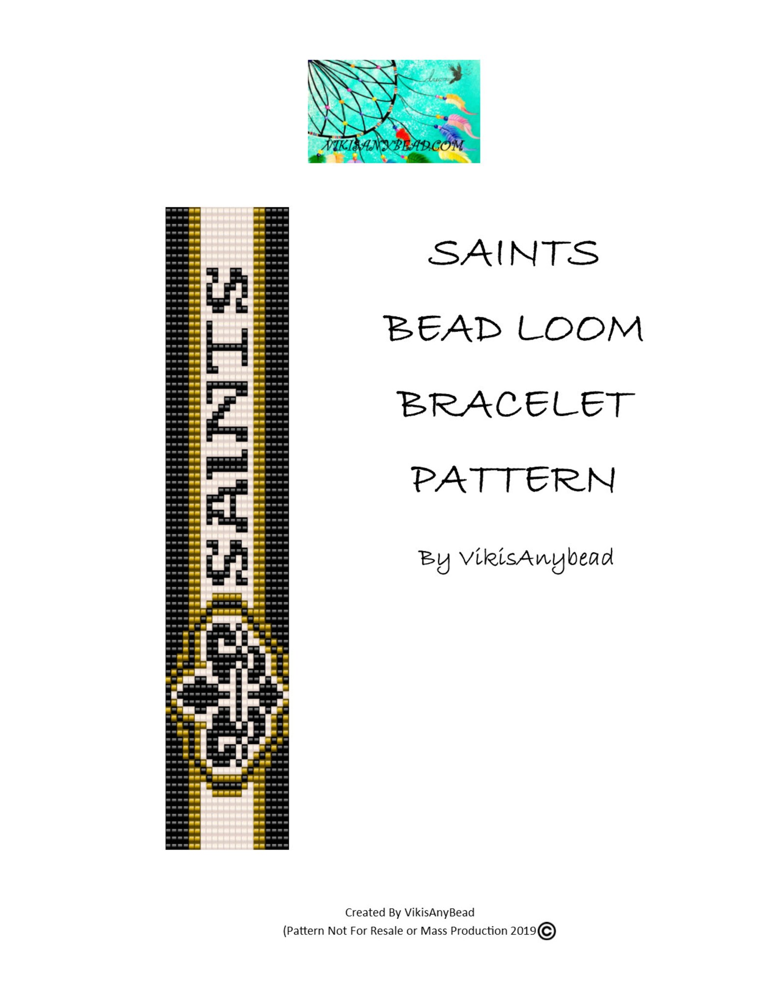 Saints Bead Loom Bracelet Pattern by Vikisanybead - Etsy