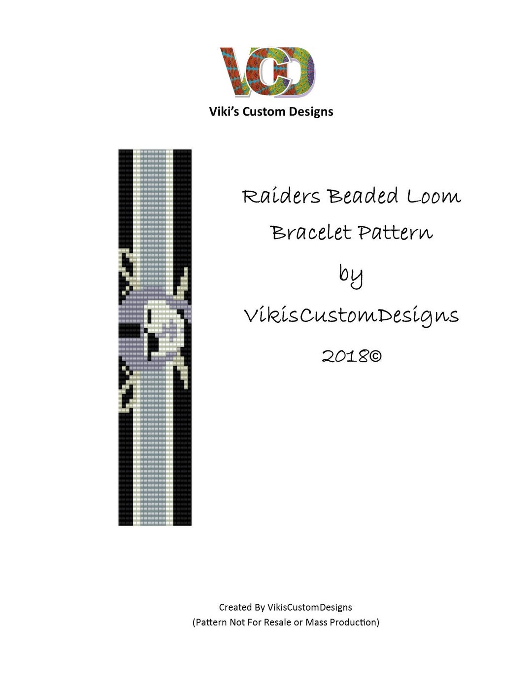 Raiders Beaded Loom Bracelet Pattern by Vikiscustomdesigns - Etsy