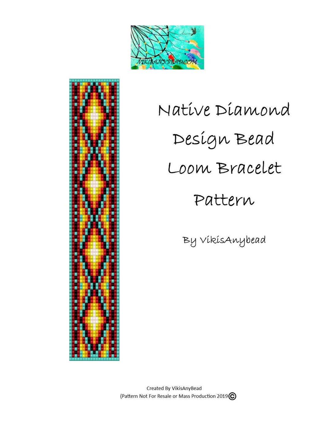Native Diamond Design Bead Loom Bracelet Pattern by Vikisanybead - Etsy