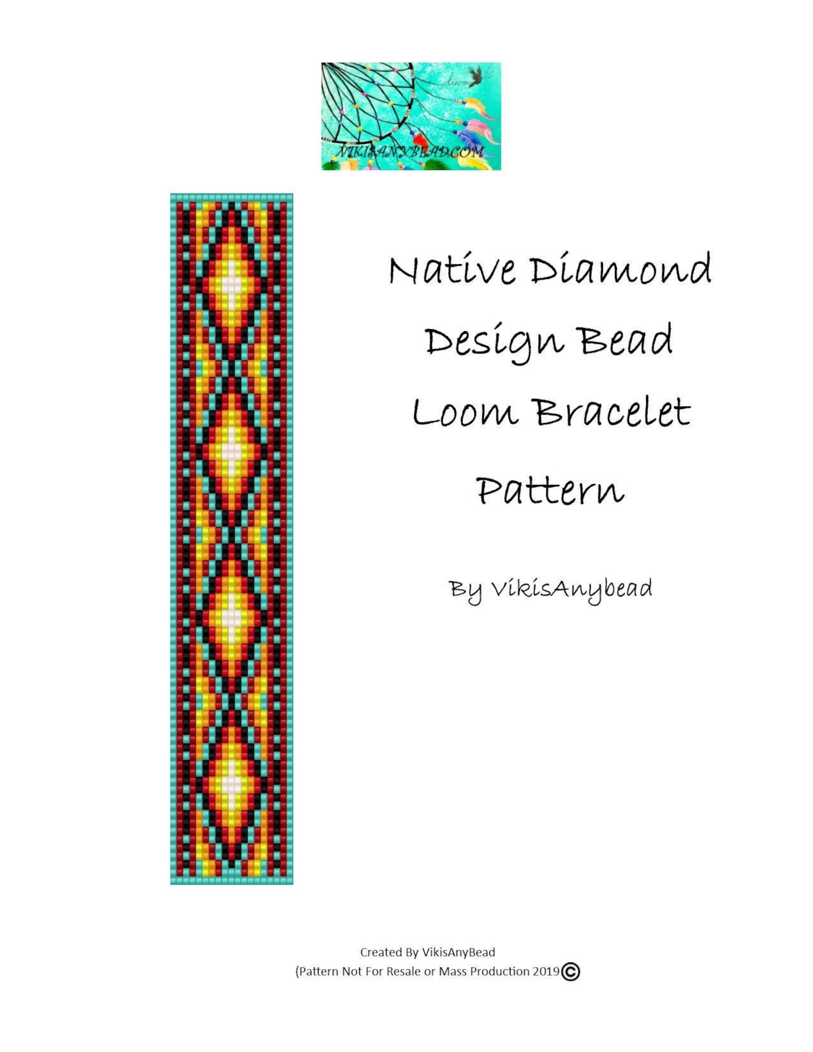 Native Diamond Design Bead Loom Bracelet Pattern by Vikisanybead - Etsy