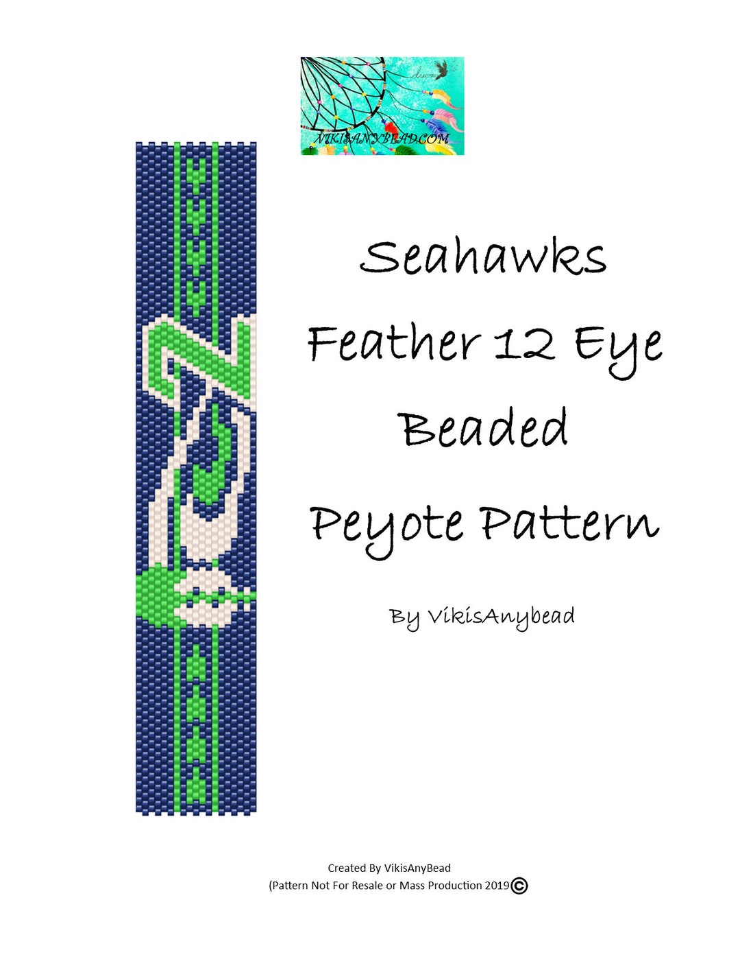 FAN ART Seahawks Feather 12 Eye Beaded Peyote Pattern by Vikisanybead ...