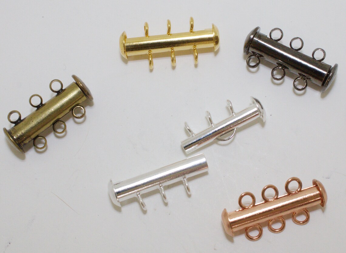 Classy 3 Strand Brass Slide Lock or Magnetic Slide Clasp 1PC | Etsy