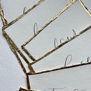 Table Numbers Handwritten on Handmade Paper With Gold Leaf Border ...