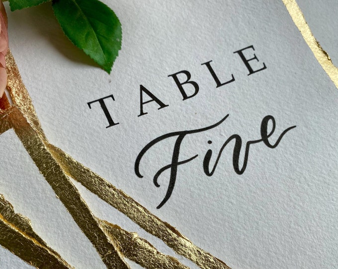 Table Numbers Printed on Handmade Paper With or Without Gold, Silver or ...