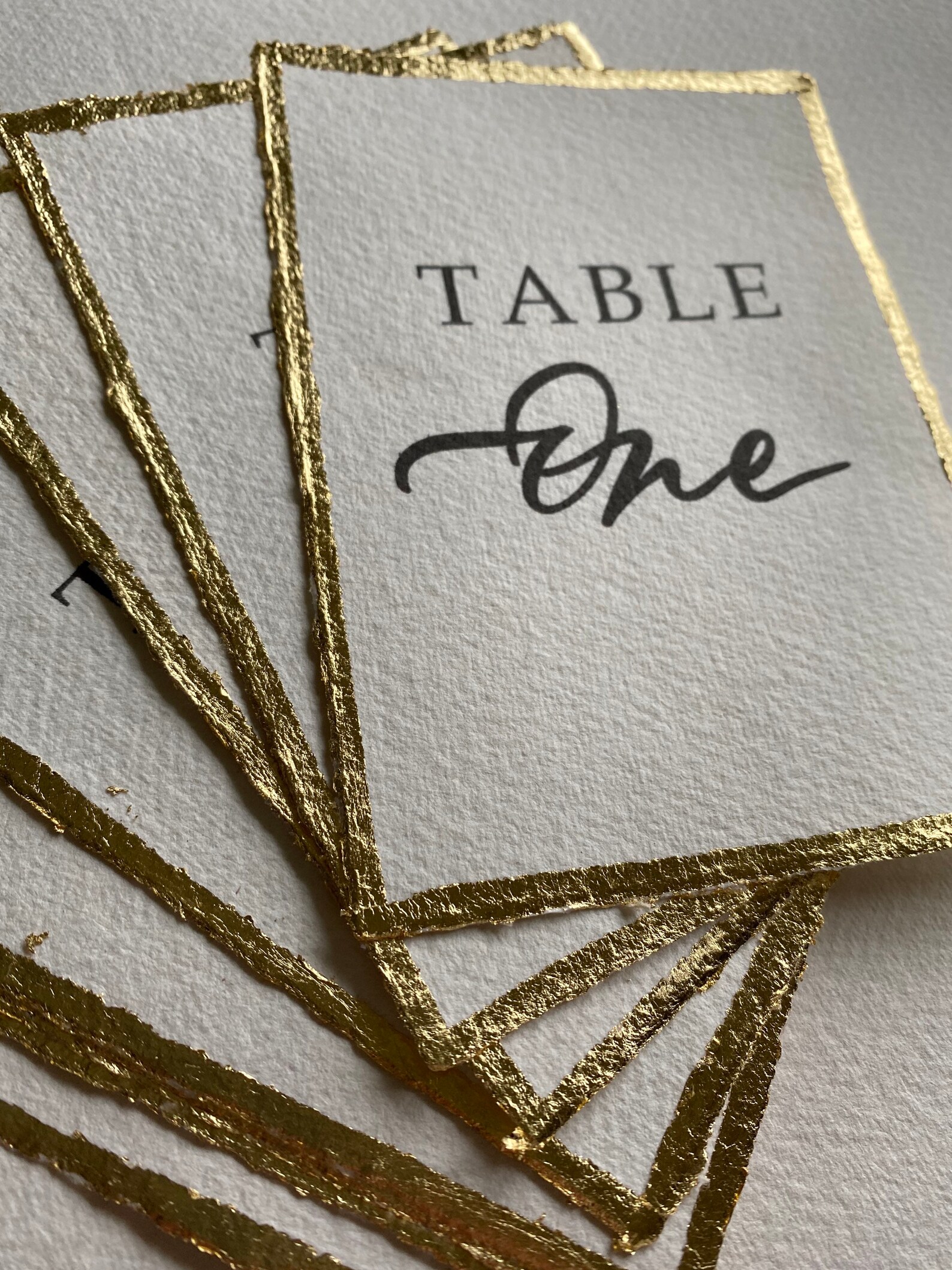 Table Numbers Printed on Handmade Paper With Gold Leaf Border - Etsy