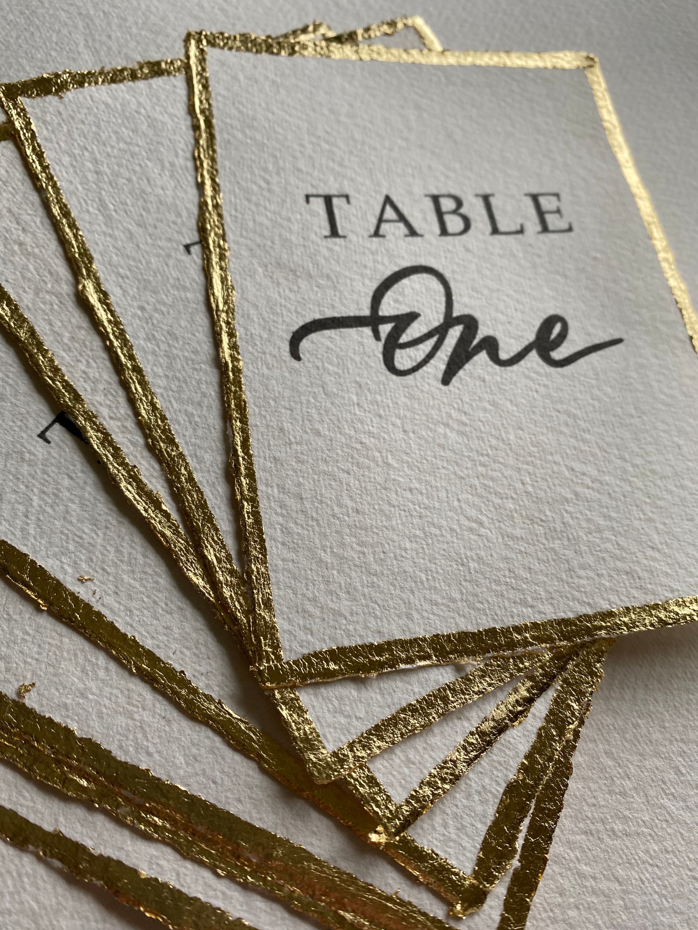 Table Numbers Printed on Handmade Paper With Gold Silver or - Etsy UK