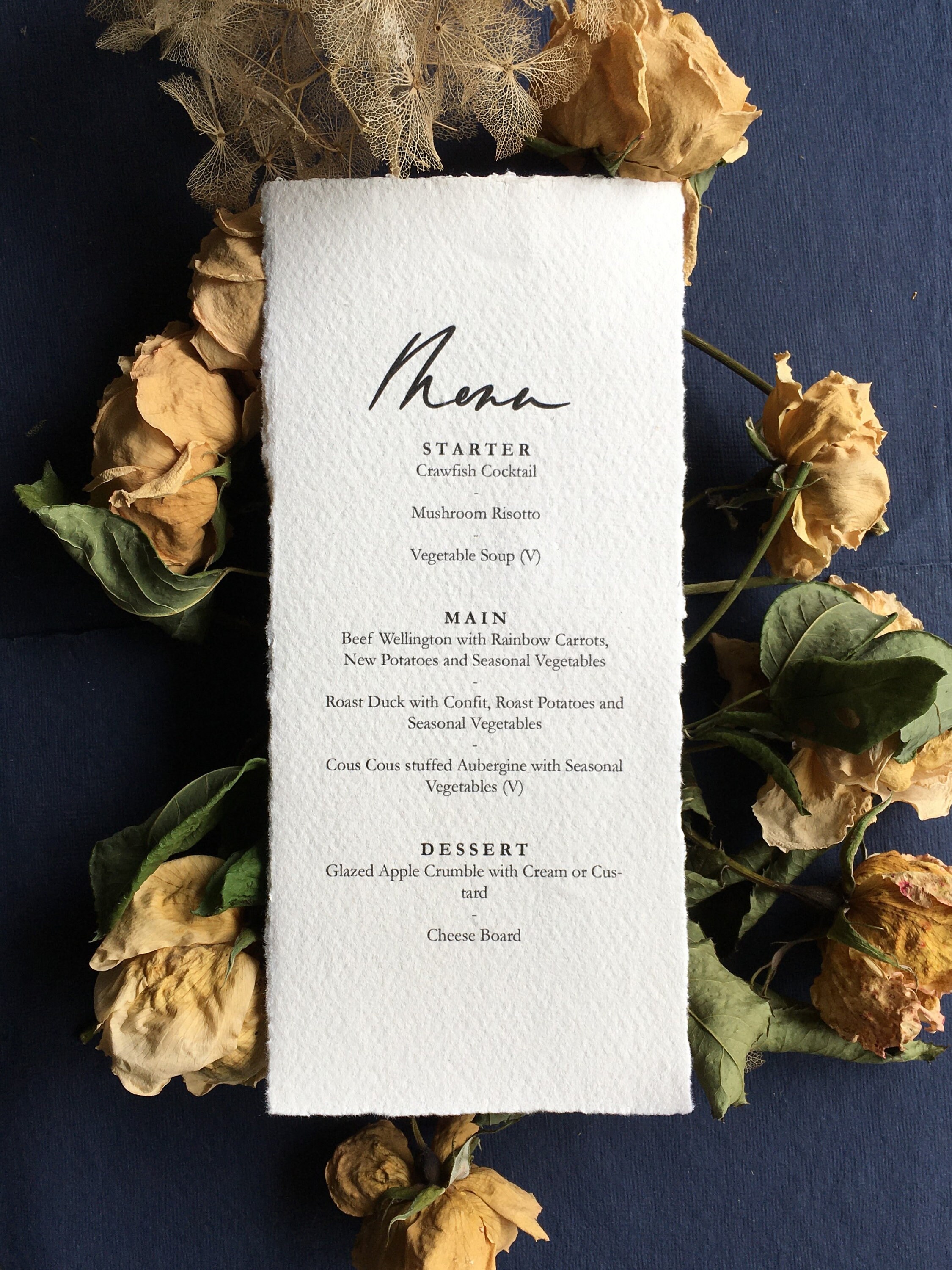 Menus on Handmade Paper Hand Lettered Wedding Menu | Etsy