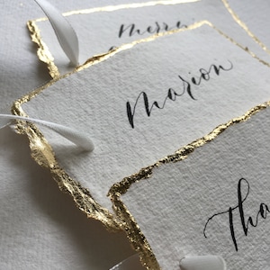 Custom Gift Tag With Gold Leaf and Custom Ribbon Colour - Personalised ...