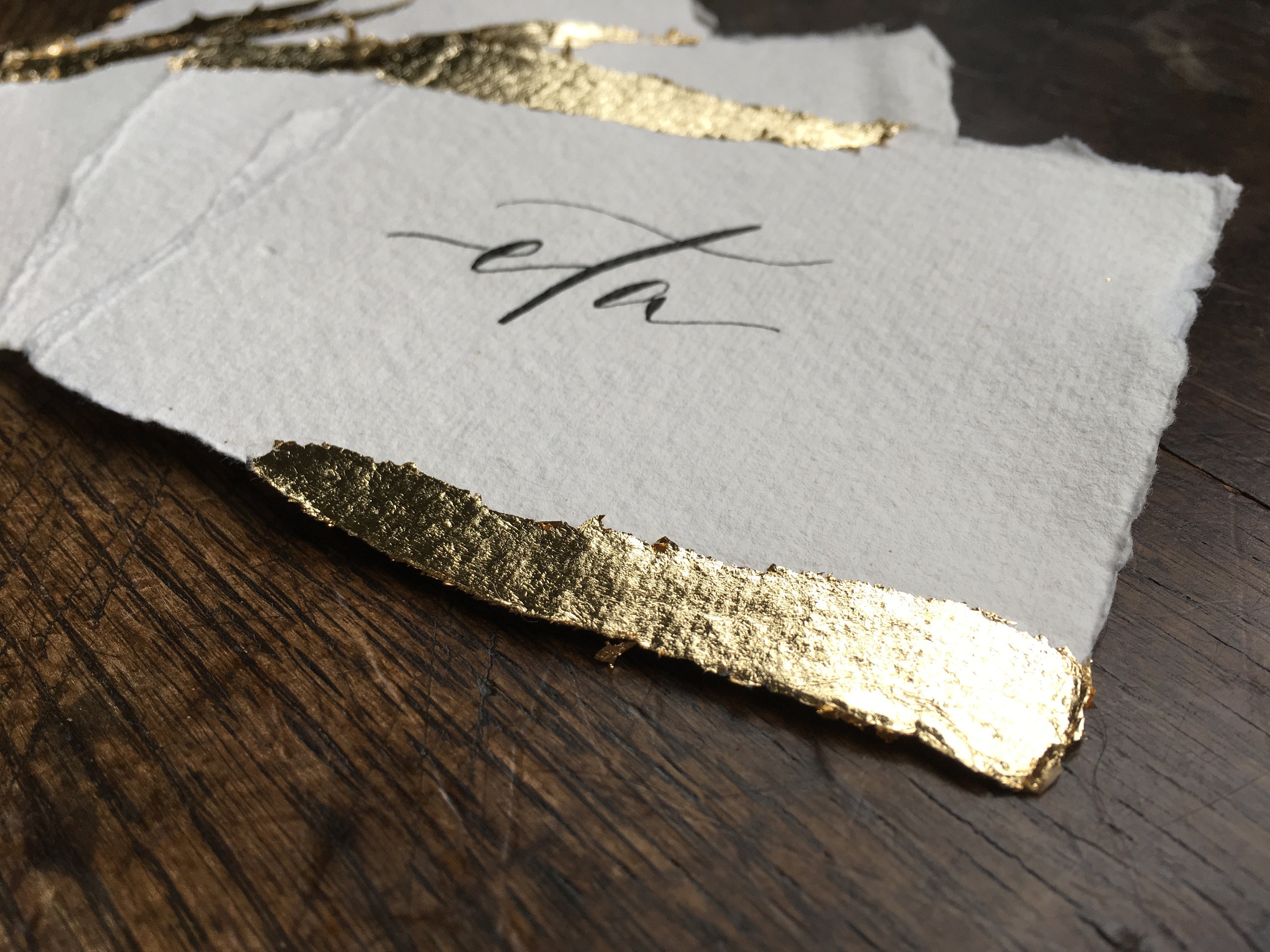 Table Numbers Handwritten on Handmade Paper With Gold Leaf - Etsy UK