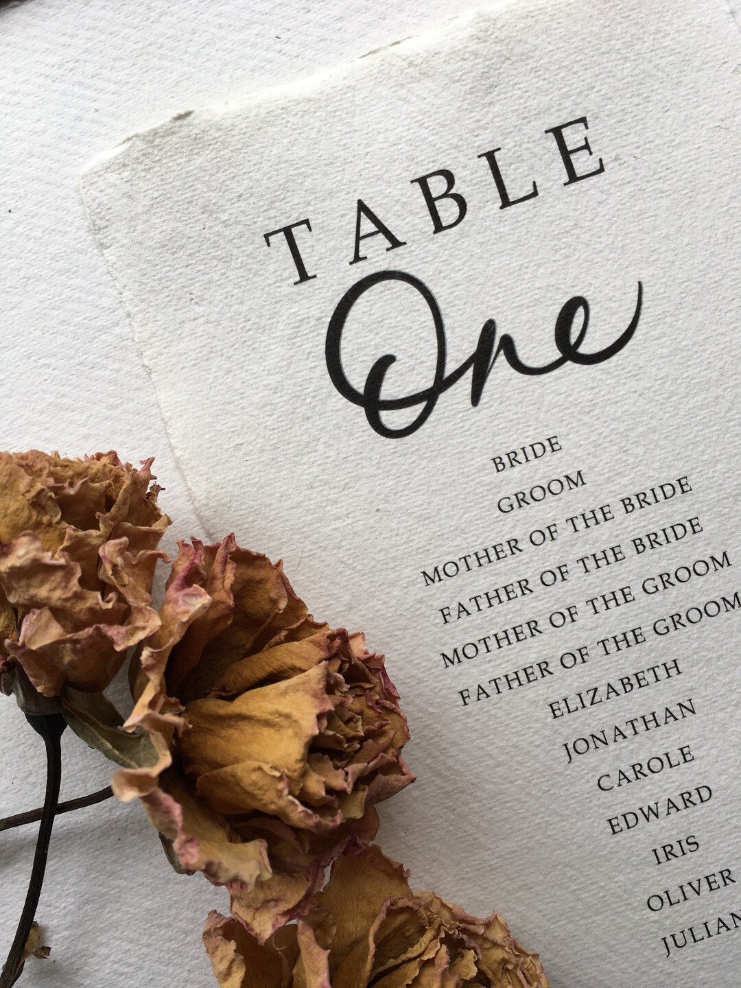 Table Plan Cards on Handmade Paper Table Plan Names List Wedding Table ...