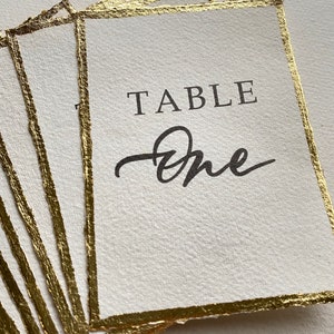 Table Numbers Printed on Handmade Paper With Gold, Silver or Rose Gold ...