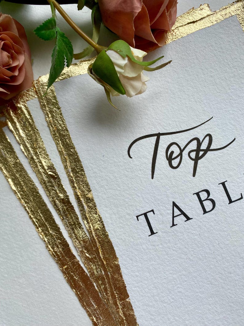Table Numbers Printed on Handmade Paper With or Without Gold, Silver or ...