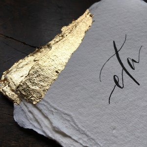 Table Numbers Handwritten on Handmade Paper With Gold Leaf Edges ...