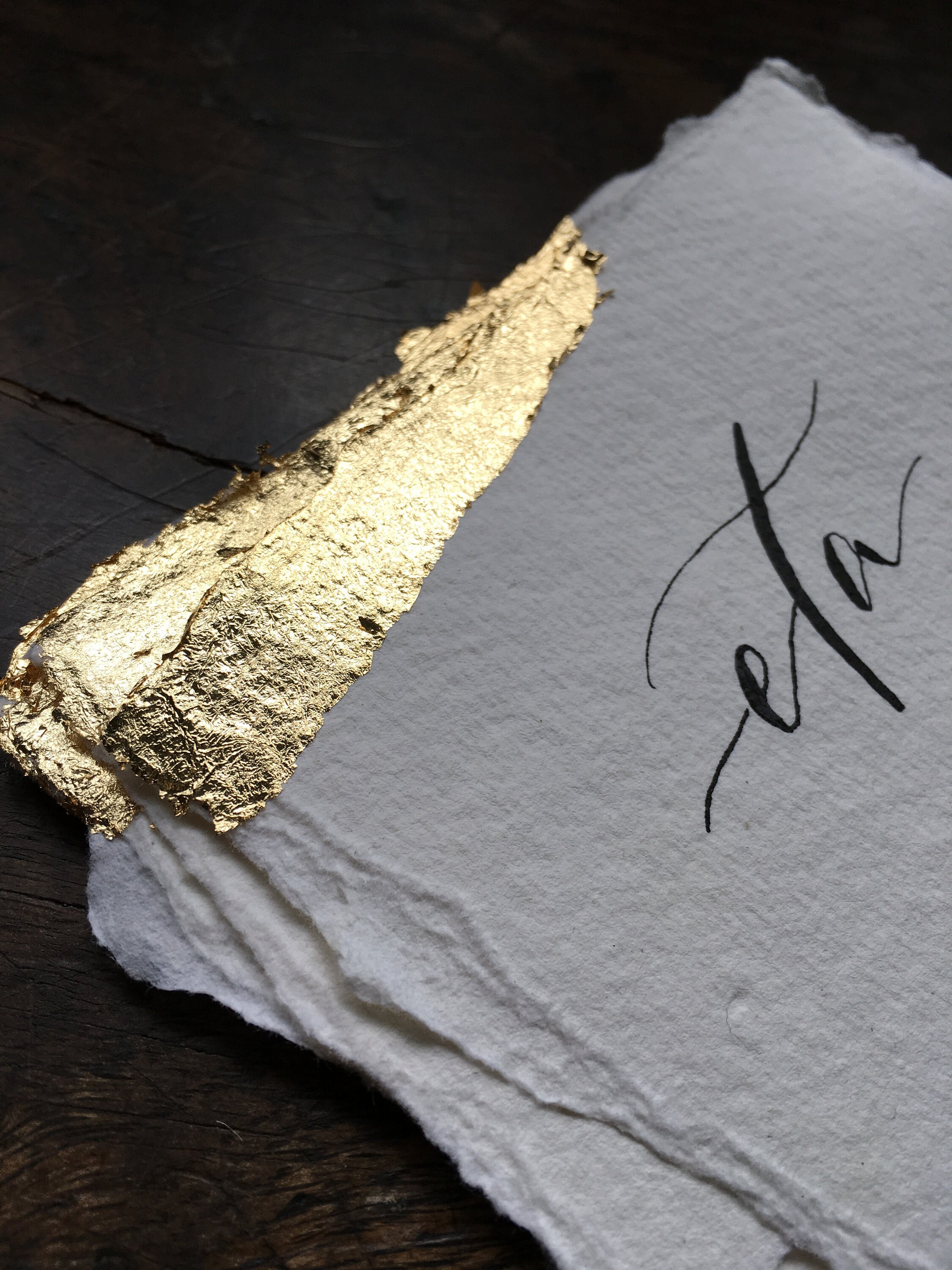 Table Numbers Handwritten on Handmade Paper With Gold Leaf - Etsy UK