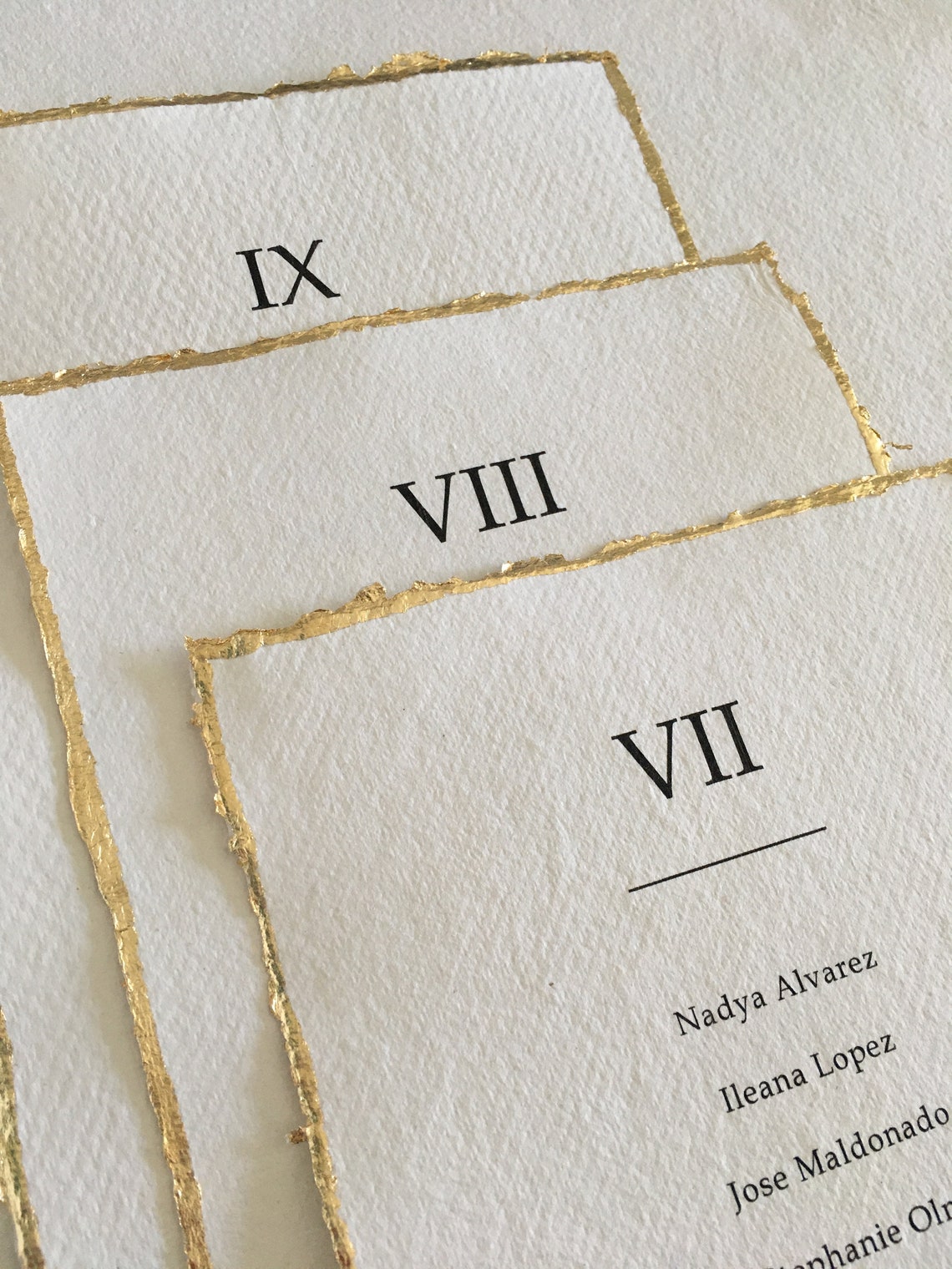 Table Plan Cards on Handmade Paper With Gold Leaf Rose Gold - Etsy