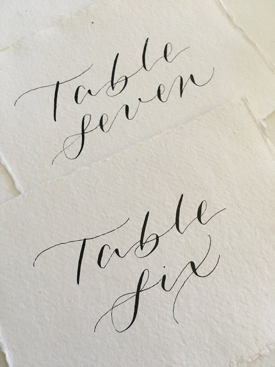 Table Numbers Handwritten on Handmade Paper - Wedding Table Names and ...