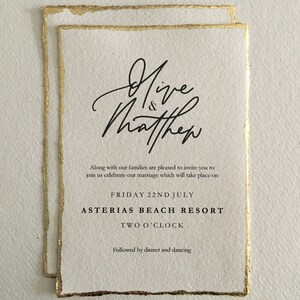 Custom Wedding Invitations With Gold Leaf Edging Wedding Invitations on ...