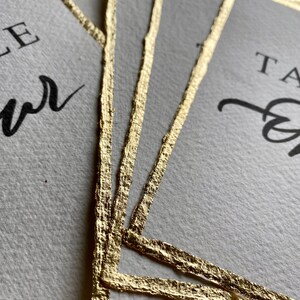 Table Numbers Printed on Handmade Paper With Gold, Silver or Rose Gold ...