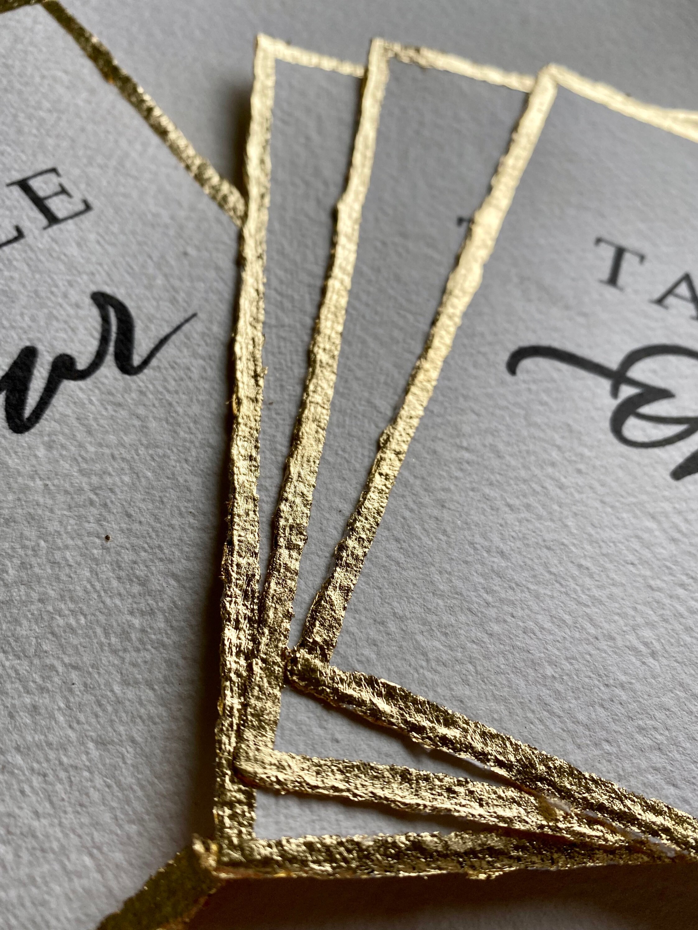 Table Numbers Printed on Handmade Paper With Gold Leaf Border - Etsy