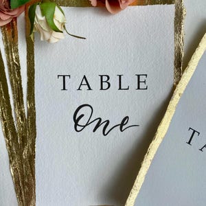 Table Numbers Printed on Handmade Paper With or Without Gold, Silver or ...
