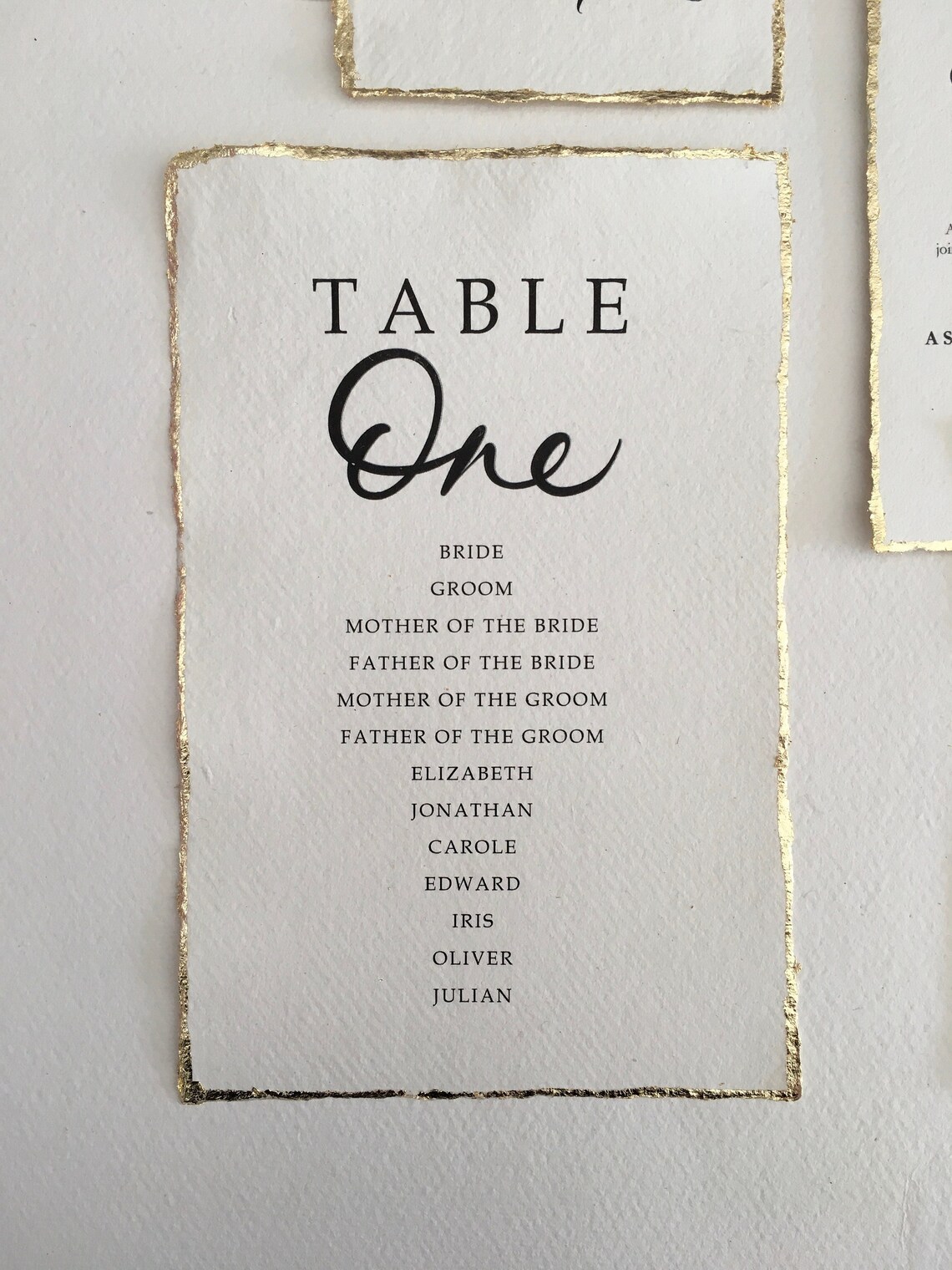 Table Plan Cards on Handmade Paper With Gold Leaf Rose Gold - Etsy