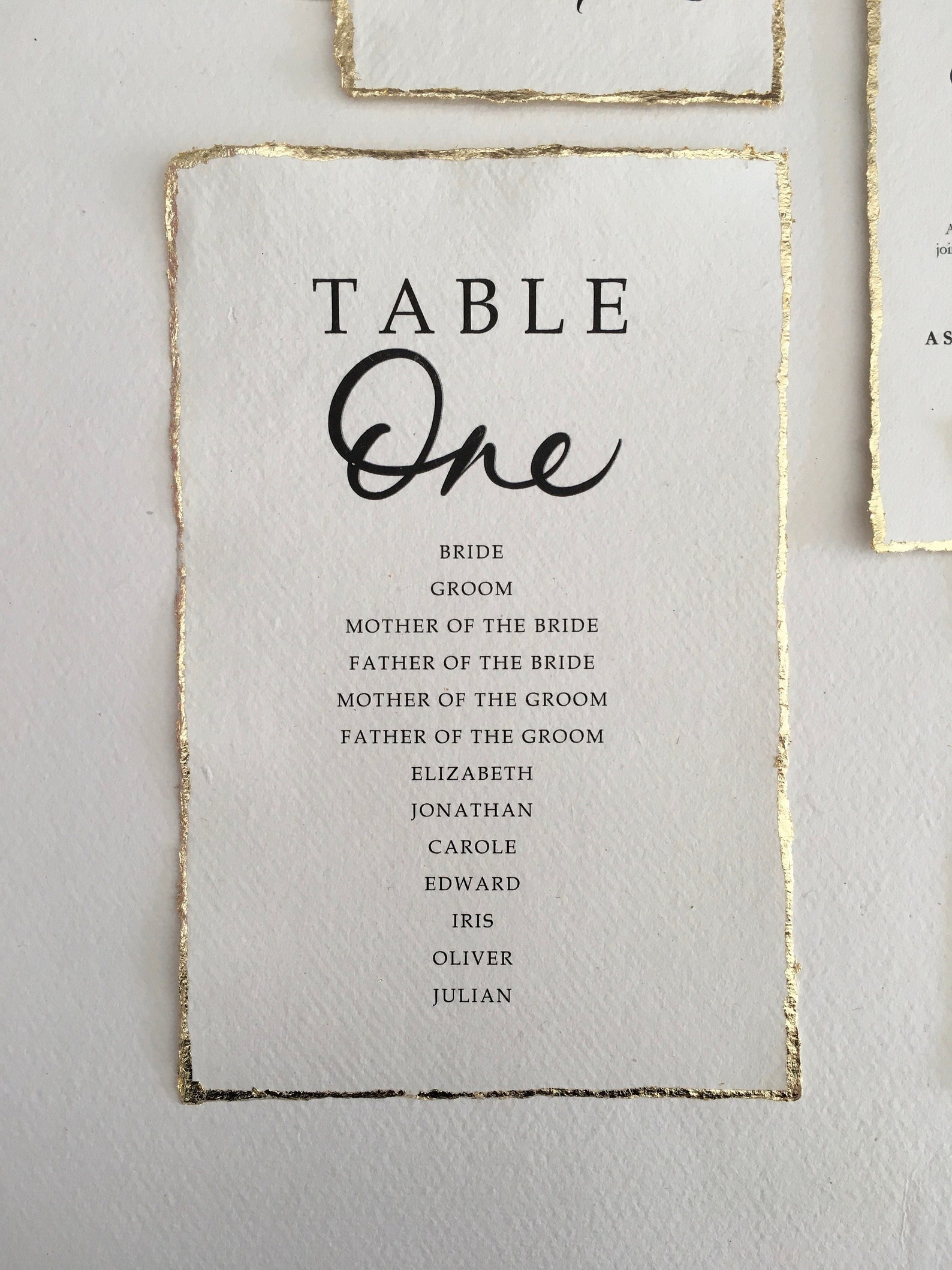 Table Plan Cards on Handmade Paper With Gold Leaf Rose Gold - Etsy UK