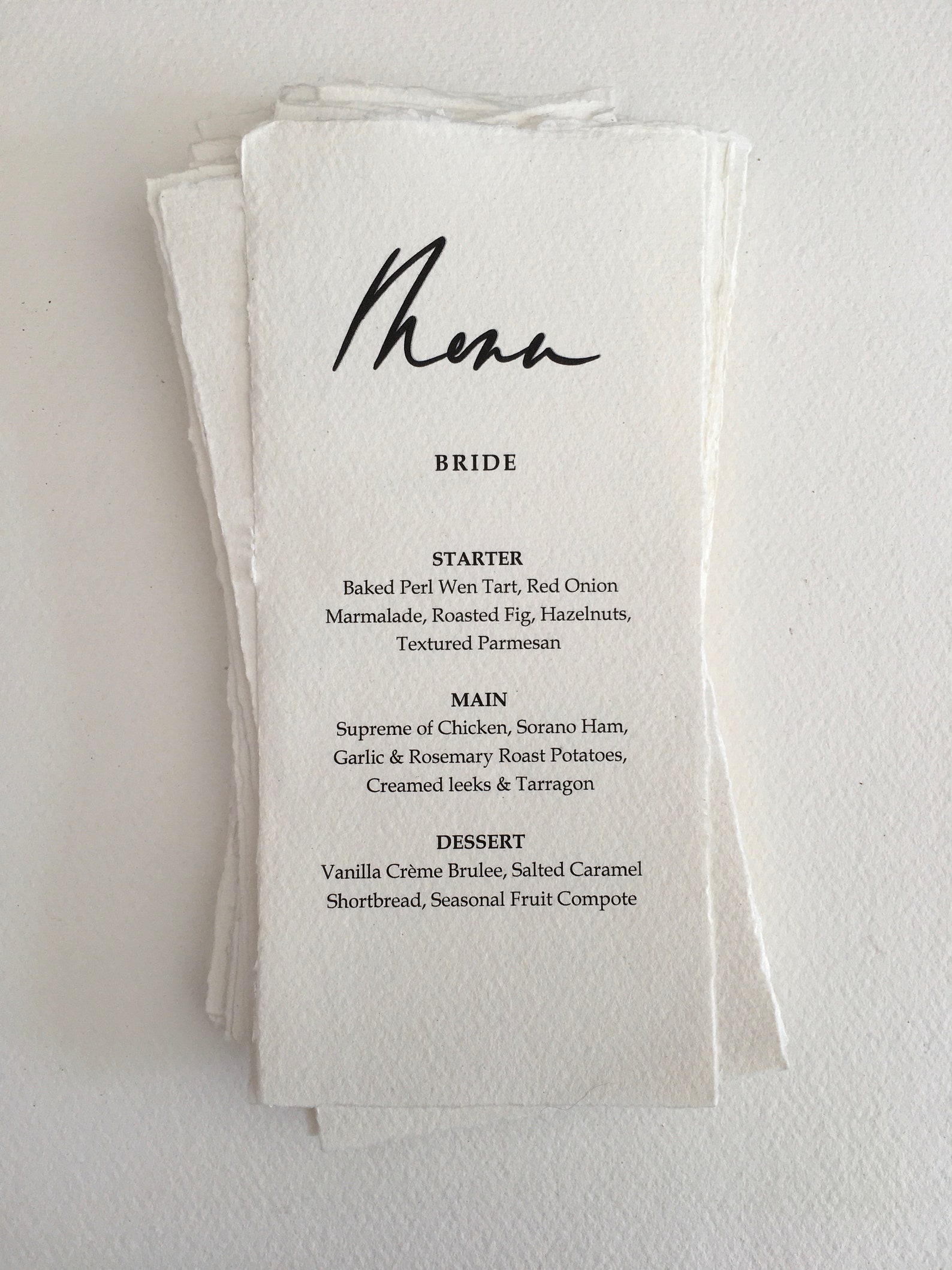 Menus on Handmade Paper Hand Lettered Wedding Menu | Etsy