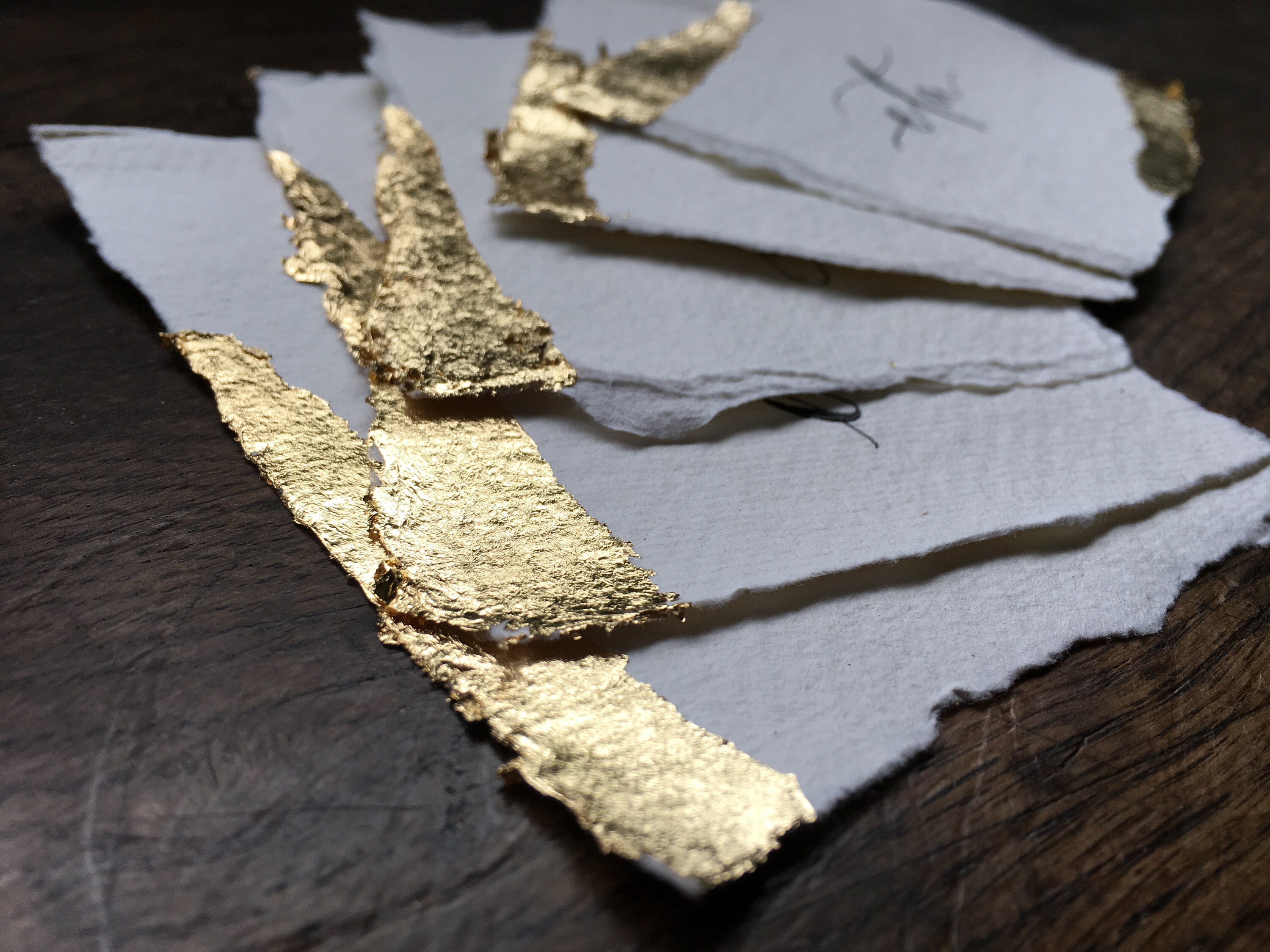 Table Numbers Handwritten on Handmade Paper With Gold Leaf - Etsy UK