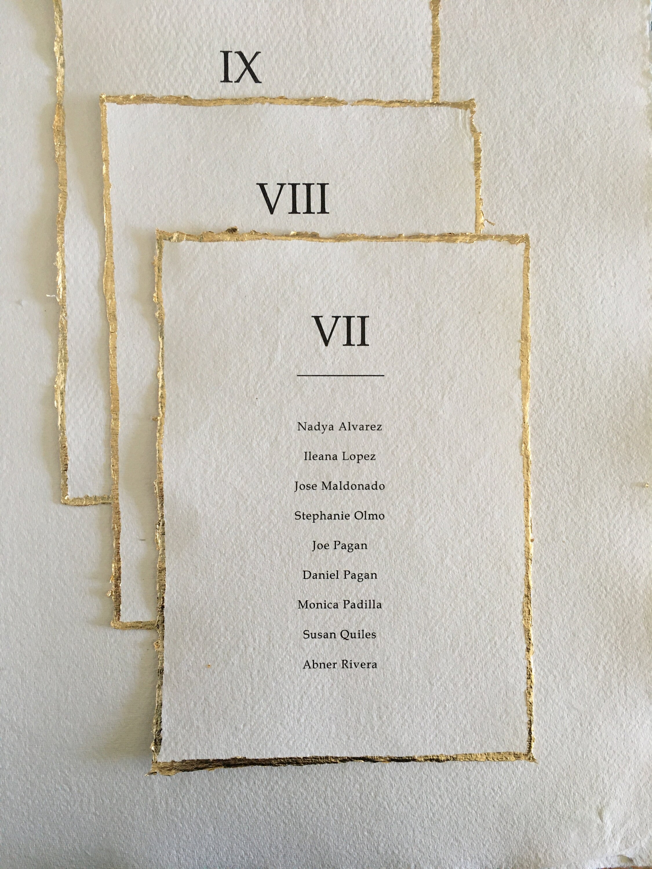 Table Plan Cards on Handmade Paper With Gold Leaf Rose Gold - Etsy