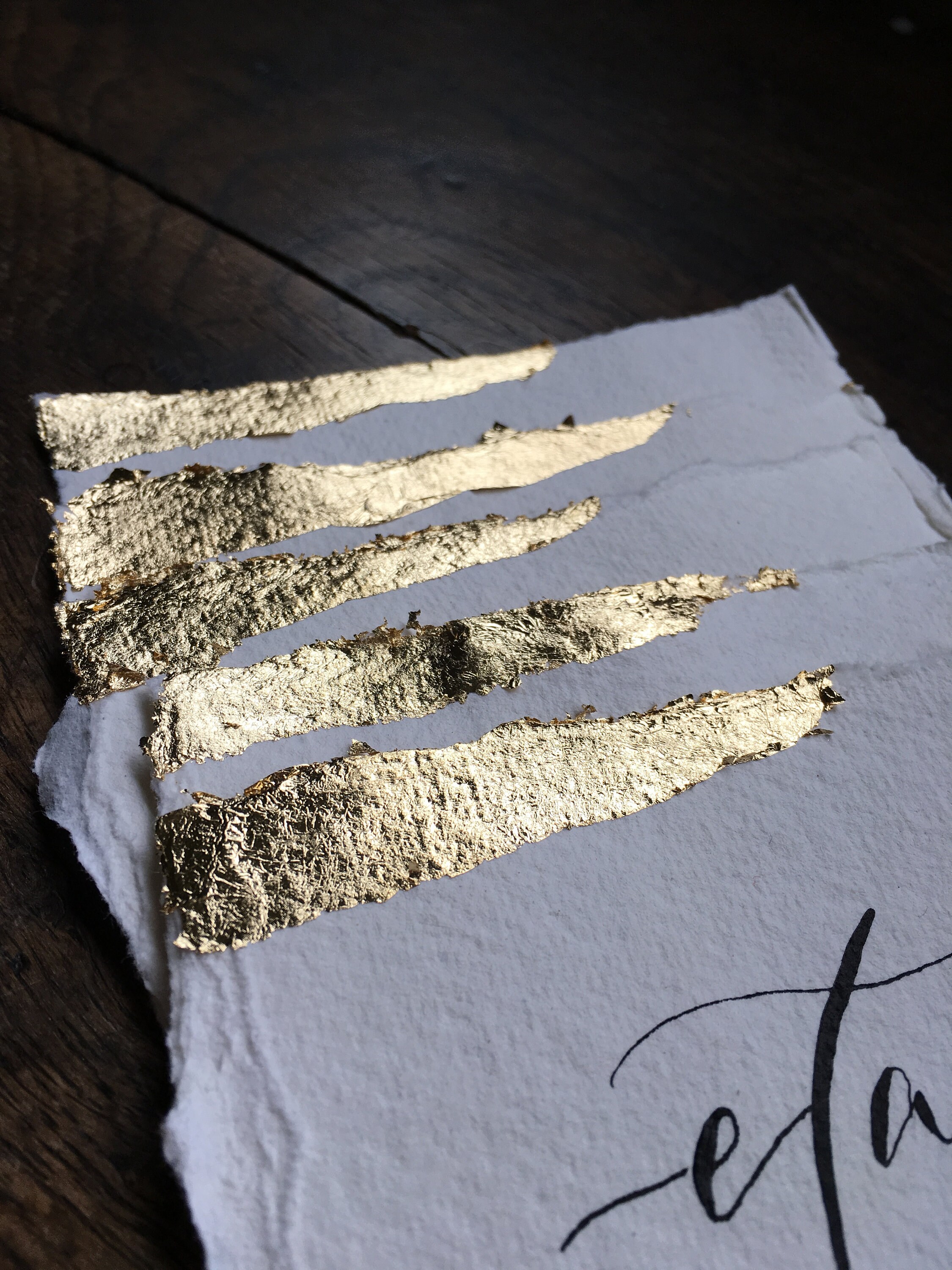 Table Numbers Handwritten on Handmade Paper With Gold Leaf - Etsy UK