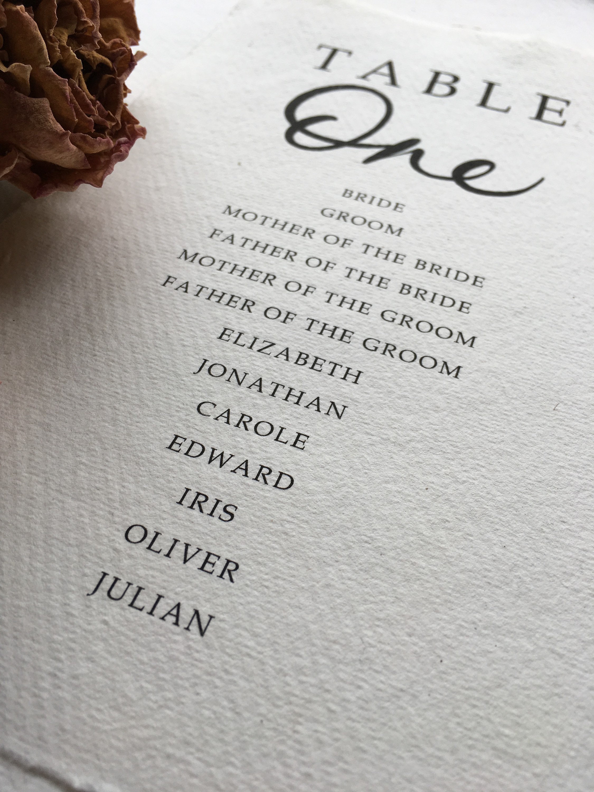 Table Plan Cards on Handmade Paper Table Plan Names List - Etsy UK